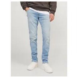Jack & Jones Slim-fit-Jeans JACK & JONES "JJIGLENN JJICON JJ 619 50SPS NOOS", Herren, Gr. 30, L&auml;nge 34, blau (blau denim), Denim/Jeans, Obermaterial: 92% Baumwolle, 6% Elastomultiester, 2% Elasthan, Abriebeffekte, slim fit lang, Jeans Slim-fit-Jeans, Baumwollmischung, slim fit