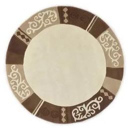 Wollteppich Theko "Ambadi" Gr. 9, beige, H:14mm &Oslash;:150cm, Schurwolle, Teppiche, reine Schurwolle, handgetuftet, mit Bord&uuml;re, modern