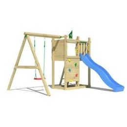 Spielturm Jungle Gym "Deck", blau, Spielt&uuml;rme, KinderB:296cm H:232cm T:342cm, Holzwerkstoff, Spielanlage mit Schaukel und Rutsche mit Wasseranschluss, B:296cm H:232cm T:342cm