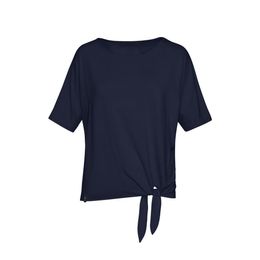TRIGEMA Damen T-Shirt "TRIGEMA T-Shirt mit modischem Knoten", blau, Gr. L, Single Jersey, 94% Viskose, 6% Elasthan, Shirts