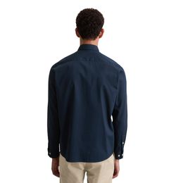 Marc O'Polo MARC O'POLO Herren Langarmhemd, blau, Gr. M, Obermaterial: 100% Baumwolle, Hemden, regular fit aus Bio-Baumwolle, Button-down-Kragen, mit Struktur