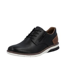 Rieker Herren Schn&uuml;rschuh, Gr. 42, schwarz, Glattleder, unifarben mit Farbeinsatz, Schuhe, Halbschuh, Freizeitsneaker, Casual-Schn&uuml;rer mit Perforation