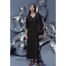 Damen Midikleidschwarz, Gr. 36, STREET ONE STUDIO, unifarben, Stoff, 87% Viskose, 13% Polyester, Kleider, aus Viskose