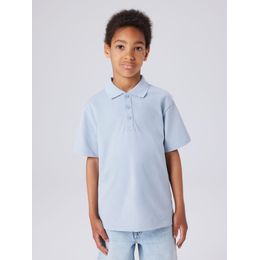 name it Jungen Poloshirt "NKMKALLY SS NREG POLO NOOS"blau fog, Gr. 158, unifarben, Jersey, Obermaterial: 100% Baumwolle, Shirts, Baumwolle, Kurzarm,