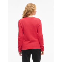 Vila Damen Rundhalspullover "VIDALO O-NECK L/S KNIT TOP- NOOS", rot, Gr. S, unifarben, Feinstrick, Obermaterial: 100% Baumwolle, Pullover, Baumwolle,