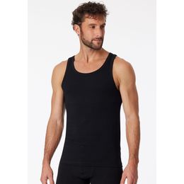 Schiesser Herren Unterhemd "95/5", Gr. 4, schwarz, Single Jersey, Obermaterial: 95% Baumwolle, 5% Elasthan, unifarben, Unterhemden, mit seitlichen