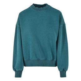 Urban Classics Damen Sweater "Urban Classics Damen Ladies Oversized Stone Washed Crewneck"watergr&uuml;n, Gr. XS, unifarben, 70% Baumwolle, 30% Polyester,