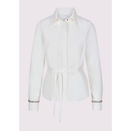 Madeleine Mode MADELEINE Damen Langarmbluse "Hemdbluse Baumwollbluse mit Bindeband", wei&szlig;, Modern, Gr. 34, Obermaterial: 70% Baumwolle CO. 27% Polyamid PA. 3%
