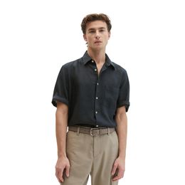 Marc O'Polo MARC O'POLO Herren Leinenhemdschwarz navy, Gr. M, Web, Obermaterial: 100% Leinen, Hemden, mit aufgesetzter Brusttasche