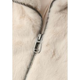 Damen Fellimitatjacke, beige, Gr. 44, STREET ONE STUDIO, unifarben, Stoff, Obermaterial: 100% Polyester. Futter: 100% Polyester, Jacken, mit