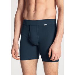 Calida Herren Langer Boxer "Cotton 1:1", Gr. L, blau, Interlock, Obermaterial: 100% Baumwolle, unifarben, Unterhosen, elastischer Softbund, Eingriff,
