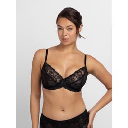 Dorina Damen B&uuml;gel-BH "Perfect Lace", Gr. 70, schwarz, Obermaterial: 90% Nylon, 10% Elasthan, BHs, transparent, mit Spitze, mit B&uuml;gel, Cups leicht