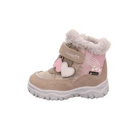 Superfit M&auml;dchen Winterboots "HUSKY, WMS: weit", Gr. 22, beige, Textil, Veloursleder, Schuhe, Klettstiefel mit wasserdichtem GORE TEX,