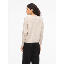 Vila Damen Strickjacke "VIRIL V-NECK KNIT CARDIGAN - NOOS"super light natural melan, Gr. L, unifarben, Feinstrick, Obermaterial: 50% Viskose, 28%