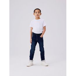 name it Jungen Slim-fit-Jeans "NKMRYAN SLIM SWE JEANS 5225-TH NOOS", blau, Gr. 134, leichte Abriebeffekte, Denim/Jeans, Obermaterial: 70% Baumwolle,