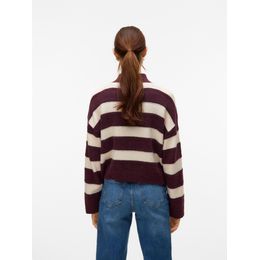 V&eacute;ro Moda VERO MODA Damen Strickpullover "VMINEZ LS HIGHNECK SHORT PULLOVER BOO", lila, Gr. L, gemustert, Strick, Obermaterial: 58% Polyester, 38% Polyacryl,