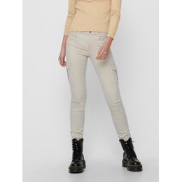 Only Damen Cargohose "ONLMISSOURI REG ANK CARGO PNT", grau, Gr. 36, unifarben, Web, Obermaterial: 98% Baumwolle, 2% Elasthan, Hosen, kn&ouml;chellang mit