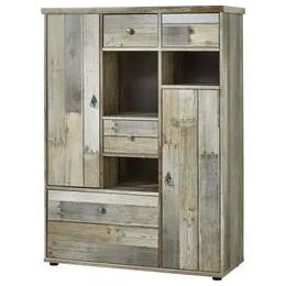 Highboard Innostyle "BONANZA", braun, B:99cm H:133cm T:39cm, Holzwerkstoff, Sideboards, Highboard, 2 Holzt&uuml;ren, 3 Schubladen, 11 F&auml;cher, Softclose, ABS Kantenschutz