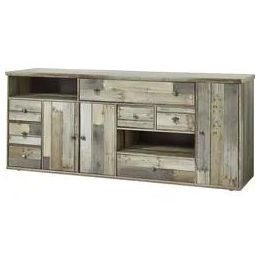 Sideboard Innostyle "BONANZA", braun, B:193cm H:80cm T:48cm, Holzwerkstoff, Sideboards, Sideboard, 3 Holzt&uuml;ren, 7 Schubladen, 9 F&auml;cher, Softclose, ABS Kantenschutz