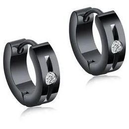 Paar Creolen Firetti "Schmuck Geschenk Glamour, klassisch", schwarz-wei&szlig; (schwarz, wei&szlig;, kristallwei&szlig;), Ohrringe, Damen, 13,5mm, Edelstahl, mit Zirkonia (synth.)