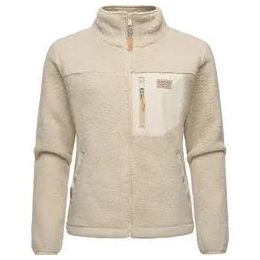 Pl&uuml;schjacke Ragwear "Alaris", Damen, Gr. 6XL (52), beige (ecru), Pl&uuml;sch, Material: 100% Polyester, Basic, oversize h&uuml;ftbedeckend, hoch geschlossener Ausschnitt, &Auml;rmel ohne &Auml;rmelschlitz normaler Saum mit Gummizug, Jacken, Kuschelige Fleecejacke mit Brusttasche