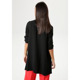 Damen Longbluse, schwarz, Gr. 36, Aniston SELECTED, unifarben, Web, Obermaterial: 100% Viskose, Blusen, im Lagenlook