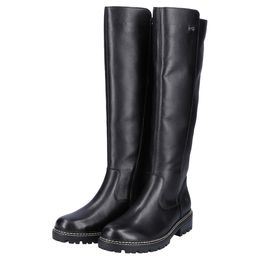 Remonte Damen Stiefel, Gr. 37, schwarz, Leder, Schuhe, Blockabsatz, Businesschuh, Langschaftstiefel Innenrei&szlig;verschluss