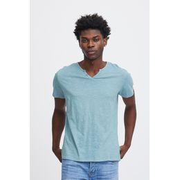 Blend Herren T-Shirt "BHAshton split neck tee", blau, Gr. M, unifarben, Single Jersey, Obermaterial: 100% Baumwolle, Shirts, mit Deko-Knopfdetail am