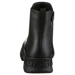 Tommy Hilfiger M&auml;dchen Chelseaboots, Gr. 33, schwarz, Lederimitat, Polyester, Schuhe, Chunky Boots mit Innenrei&szlig;verschluss