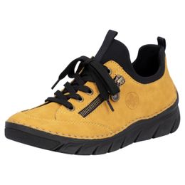 Rieker Damen Slip-On Sneaker, Gr. 37, gelb, Nubuklederimitat, Textil, Schuhe, zum Schlupfen