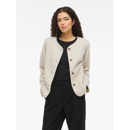 Vila Damen Pl&uuml;schjacke "VIADA TEDDY JACKET", beige, Gr. 42, unifarben, Pl&uuml;sch, Obermaterial: 100% Polyester, Jacken, Kunstfaser