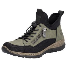 Rieker Damen Slip-On Sneaker, Gr. 36, schwarz, Nubuklederimitat, Textil, Schuhe, Schlupfschuh, Freizeitschuh mit Schnellverschluss