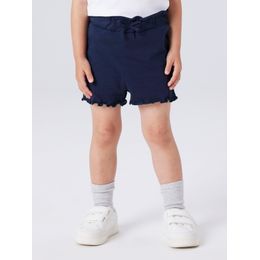 Shorts name it "NMFVIVIA SHORTS NOOS", M&auml;dchen, Gr. 104, N-Gr, schwarz sapphire, Sweatware, Obermaterial: 100% Baumwolle, unifarben, kurz, Hosen Shorts, Baumwolle, elastischer Bund, gewellter Saum