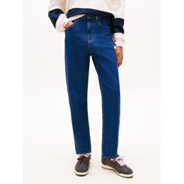 Tommy Jeans Damen Mom-Jeans "MOM JEAN UH TPR", blau, Gr. 26, unifarben, Denim/Jeans, Obermaterial: 99% Baumwolle, 1% Elasthan, Jeans, mit