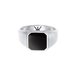 Kuzzoi Herren Siegelring "Herren Siegelring Emaille Schwarz Basic 925 Silber", 56mm, Silber 925 (Sterlingsilber), silber, Silber 925
