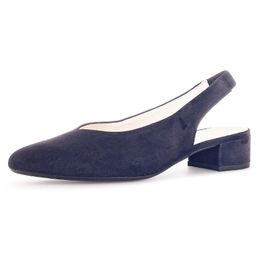 Gabor Damen Slingpumps, Gr. 37, blau, Ziegenveloursleder, unifarben, Schuhe, Blockabsatz, Abendschuh, Sommerschuh mit elastischem Riemchen
