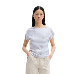 Marc O'Polo MARC O'POLO Damen T-Shirt "aus weichem Baumwoll-Slub-Jersey"light blau, Basic, Gr. L, gestreift, Obermaterial: 100% Baumwolle, Shirts