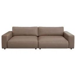 Big-Sofa Musterring "LUCIA", braun (hasel bax), B:252cm H:81cm T:124cm, Flachgewebe FLORIS (100% Polyester);Flachgewebe VALMONT (60% Baumwolle/ 40% Leinen);Microfaser CRONA (100% Polyester), Sofas, Big-Sofa, in vielen Qualit&auml;ten und 4 unterschiedlichen N&auml;hten, 2,5-Sitzer