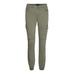 V&eacute;ro Moda VERO MODA Damen Cargohose "VMIVY MR ANKLE CARGO PANTS NOOS", gr&uuml;n, Gr. S, unifarben, Web, Obermaterial: 98% Baumwolle, 2% Elasthan, Hosen