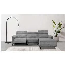 Ecksofa OTTO HOME "LUND Cord, L-Form, 261 cm, man. o. elektr. Relaxfunktion (mit USB-A)", grau, B:261cm H:97cm T:179cm, 100% Polyester, Sofas, Ecksofa, USB-C bei elektrischer Variante und Kopfteilverstellung