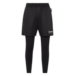 Plein Sport Herren Sporthose "2-in-1 Laufhose", schwarz, Gr. M, Obermaterial: 90% Polyester, 10% Elasthan, Hosen