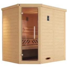 Sauna Weka "Kemi", beige (natur), Saunaofen, externe Steuerung, 7,5 kW, Saunen, 7,5 kW-Ofen mit digitaler Steuerung