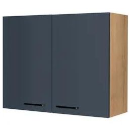 H&auml;ngeschrank Nobilia "Easytouch", vormontiert, mit zwei Einlegeb&ouml;den", blau (front: lacklaminat fjordblau ultramatt, korpus: eiche sierra nachbildung), B:90cm H:72cm T:37,2cm, Schr&auml;nke, H&auml;ngeschrank, Breite 90 cm