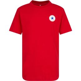 Converse Jungen Kurzarmshirt "f&uuml;r Kinder", rot, Gr. 146, bedruckt, unifarben, Stoff, Obermaterial: 100% Baumwolle, Shirts, Kurzarm, sportlicher Stil,