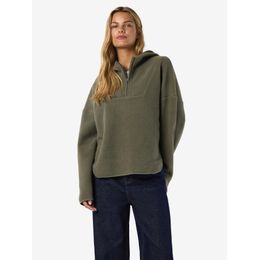 Noisy may Damen Fleecepullover "NMCOZY L/S HALFWAY ZIP SWEATER JRS NOOS", gr&uuml;n, Gr. M, unifarben, Sweatware, Obermaterial: 100% Polyester,