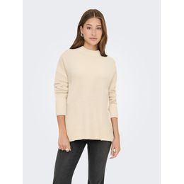 Only Damen Strickpullover "ONLHAZEL LS HIGHNECK OVERS PULL KNT NOOS", wei&szlig;, Gr. S, meliert, Strick, Obermaterial: 93% Polyester, 4% Nylon, 3%