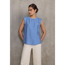 Damen Blusentop, blau, Gr. 44, STREET ONE STUDIO, unifarben, Stoff, 88% Viskose, 12% Polyamid, Blusen, aus softem Materialmix