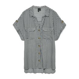 V&eacute;ro Moda VERO MODA Damen Kurzarmbluse "VMBUMPY S/S SHIRT WVN GA NOOS", wei&szlig;, Gr. L, gestreift, Web, Obermaterial: 100% Viskose, Blusen, Viskose, regular fit