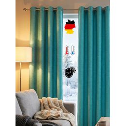 Vorhang WIRTH, B:270cm H:225cm, blau, Chenille, Polyacryl, Wohnzimmer, Gardinen, "Trondheim B"