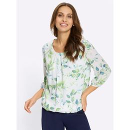 Lady Damen Georgettebluse, gr&uuml;n, Gr. 40, bedruckt, gebl&uuml;mt, gemustert, mehrfarbig, 100% Polyester, Blusen